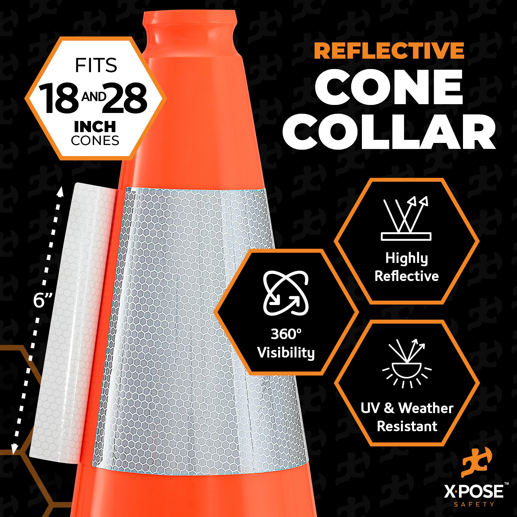 Snapklik.com : White+Hip Reflector Tape Cone Collar Set For Orange ...