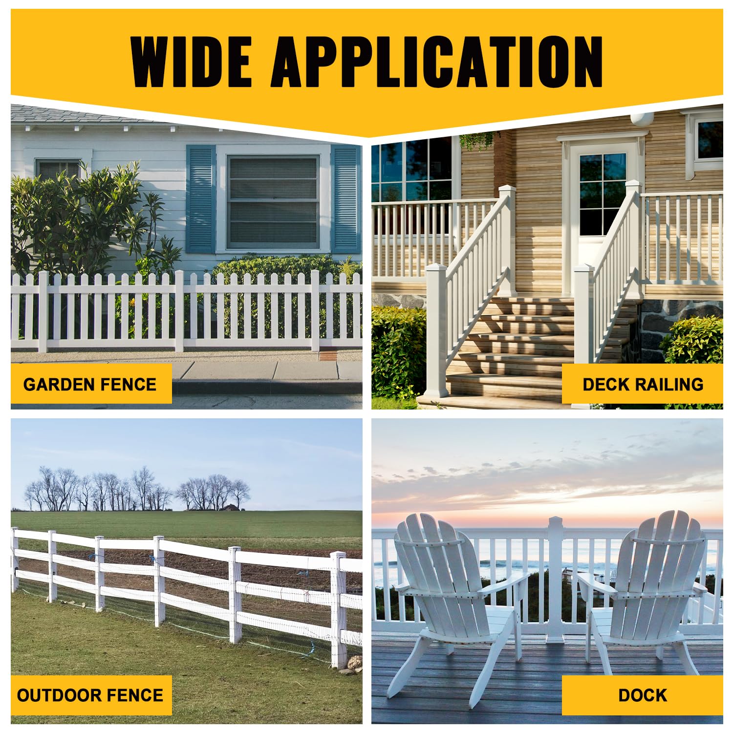 Snapklik.com : 5" X 5" Vinyl Post Caps, White PVC Pyramid Fence Post ...