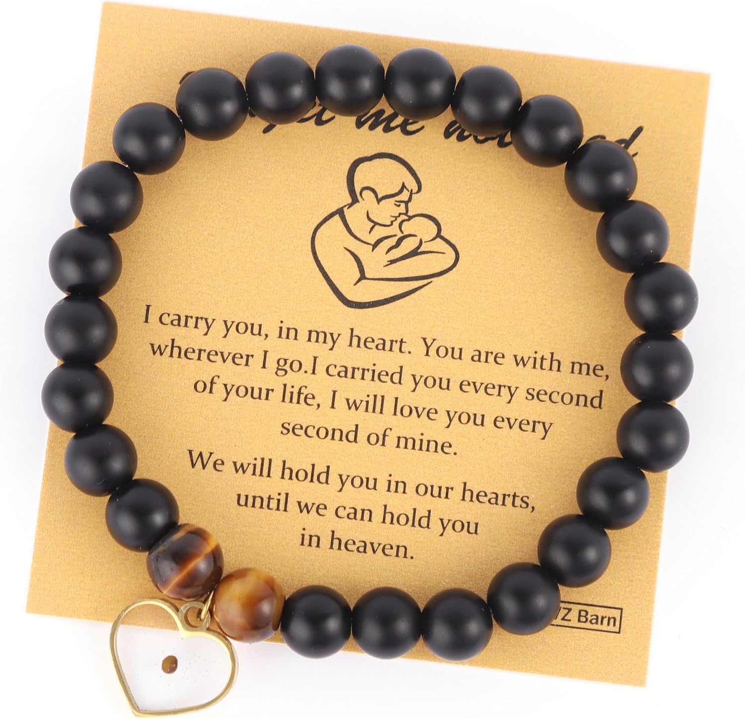Amazon.com: VZBarn Miscarriage Gift Heart Charm Stretch Bracelet Black ...