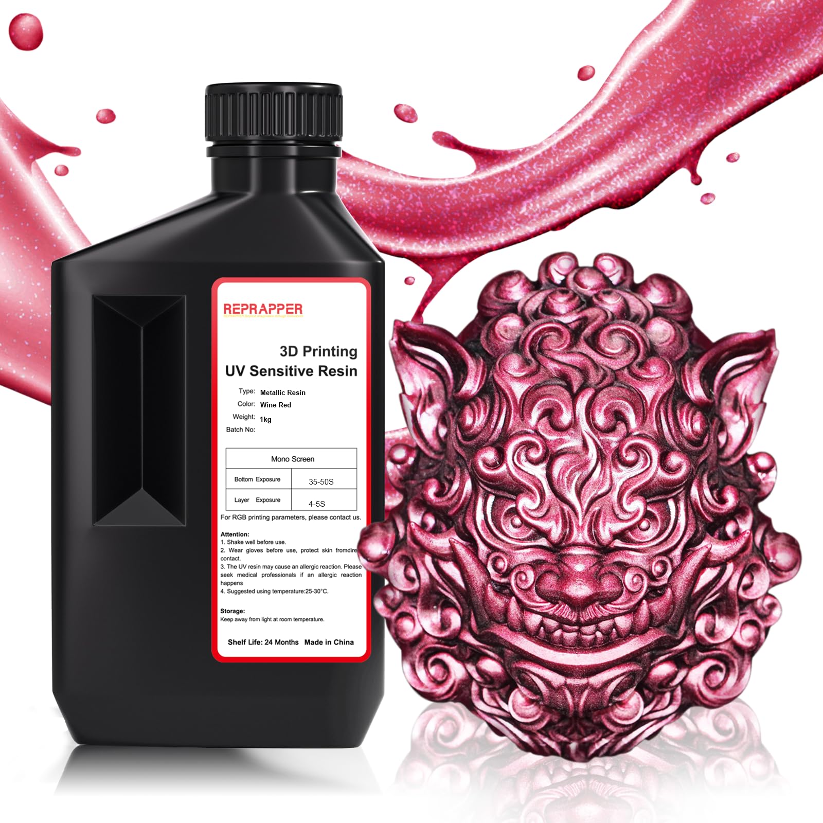 Snapklik.com : RepRapper Wine Red 3D Printer Resin, 405nm Fast UV ...