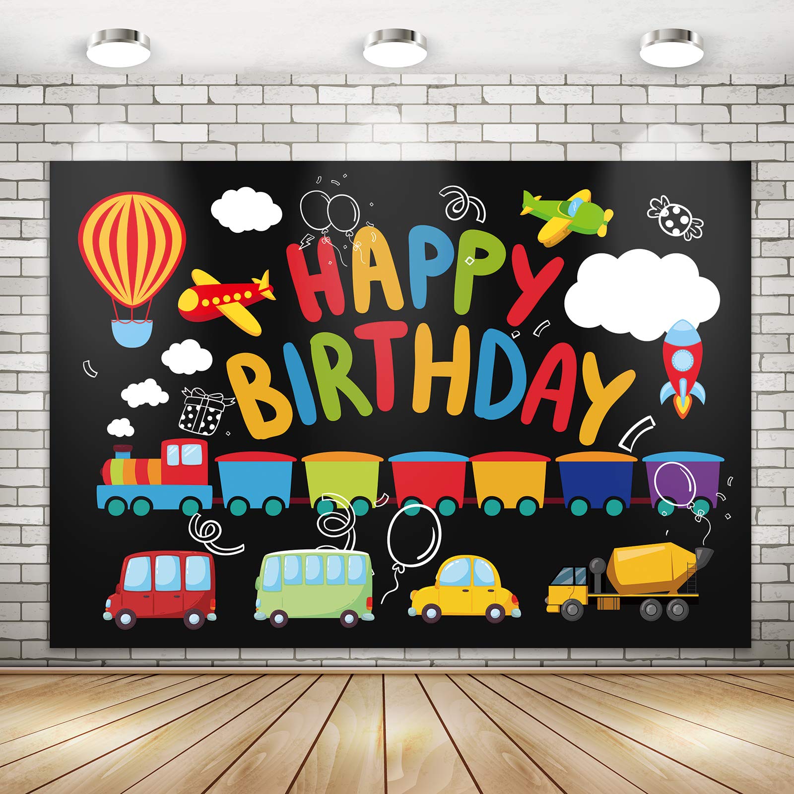 Train Theme Party Decorations Train Happy Birthday Backdrop Banner Kids ...
