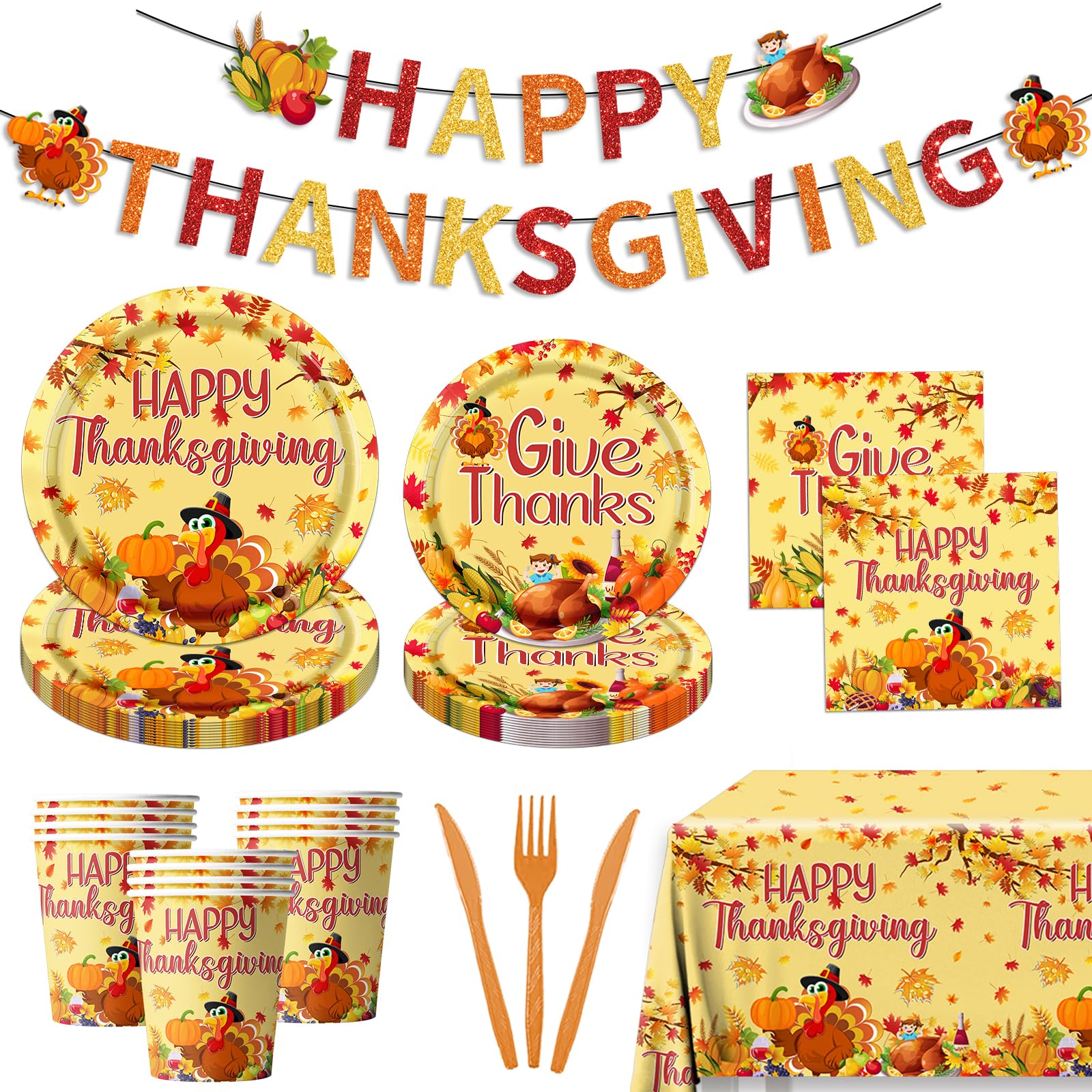 Amazon.com: 142Pcs Thanksgiving Party Supplies - Thanksgiving Party ...