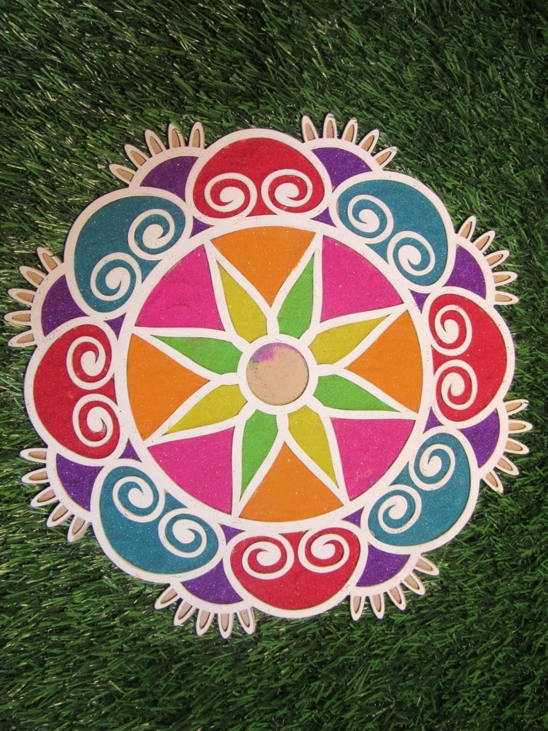 Amazon.com: DIY MDF Readymade Round Lotus Designer Rangoli Mat Easy to ...