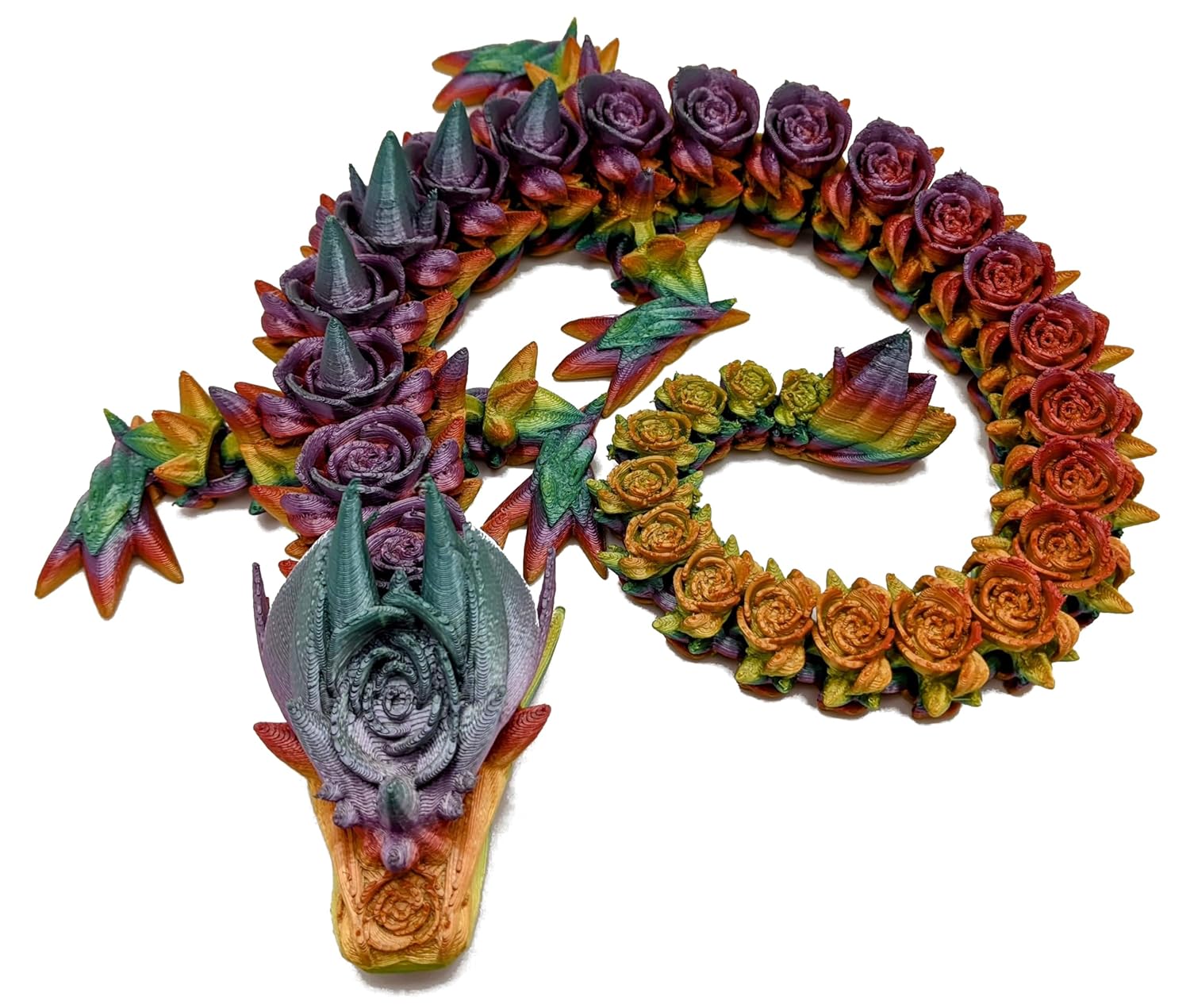 Amazon.com: 3d Printed Rose Dragon - Flexible Fidget Toy (22", Rainbow ...