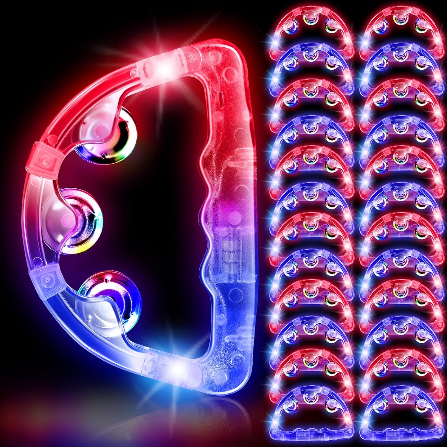 Amazon.com: Jecery 24 Pcs Light up Tambourines Musical Led Flashing ...