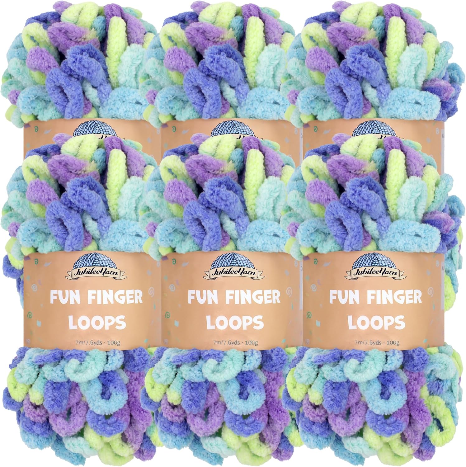 Amazon.com: JubileeYarn Fun Finger Loops Yarn - 100g/Skein Jumbo ...