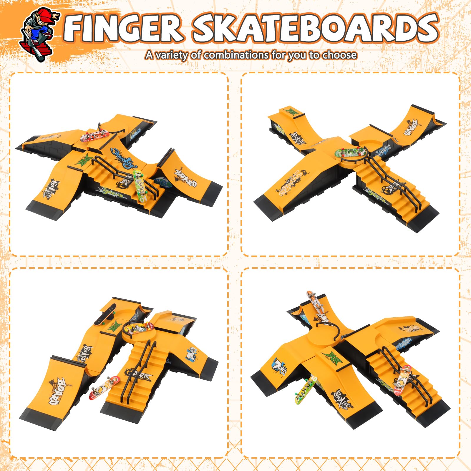 Snapklik.com : RNGODO Finger Skateboard Ramps Set, 6-in-1 Bigger ...