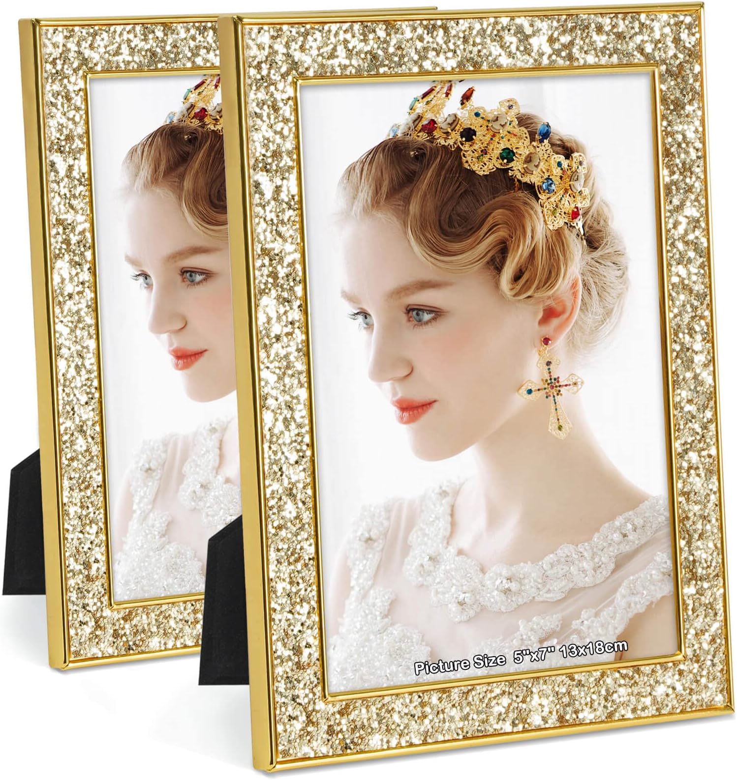Amazon.com: Licotom Luxury Metal Picture Frame with Brilliant Crystals ...