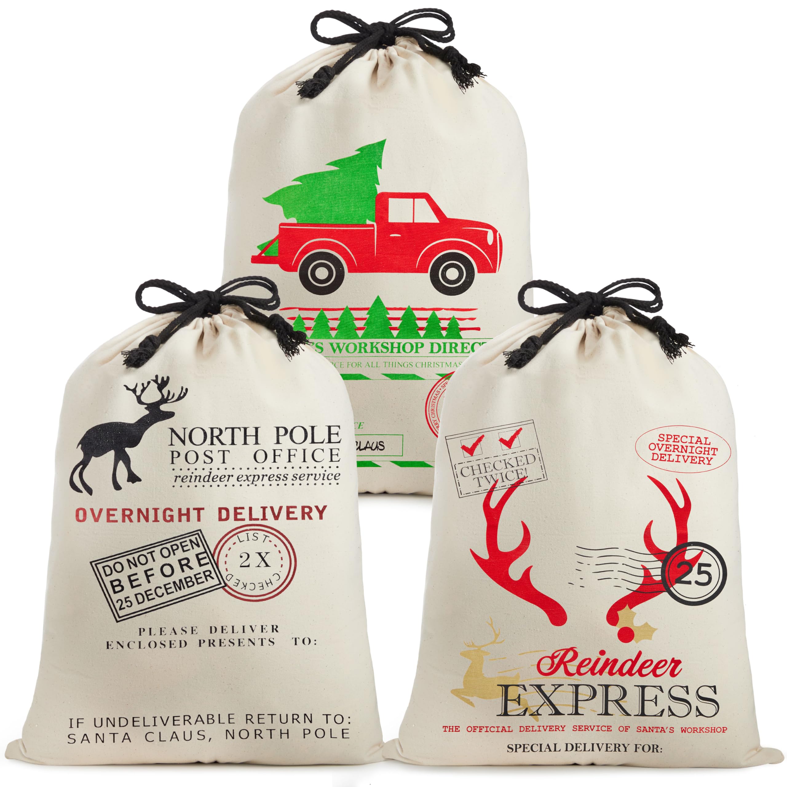 Amazon.com: JOYIN 3PCS Santa Burlap Sack present Bags with Drawstring ...