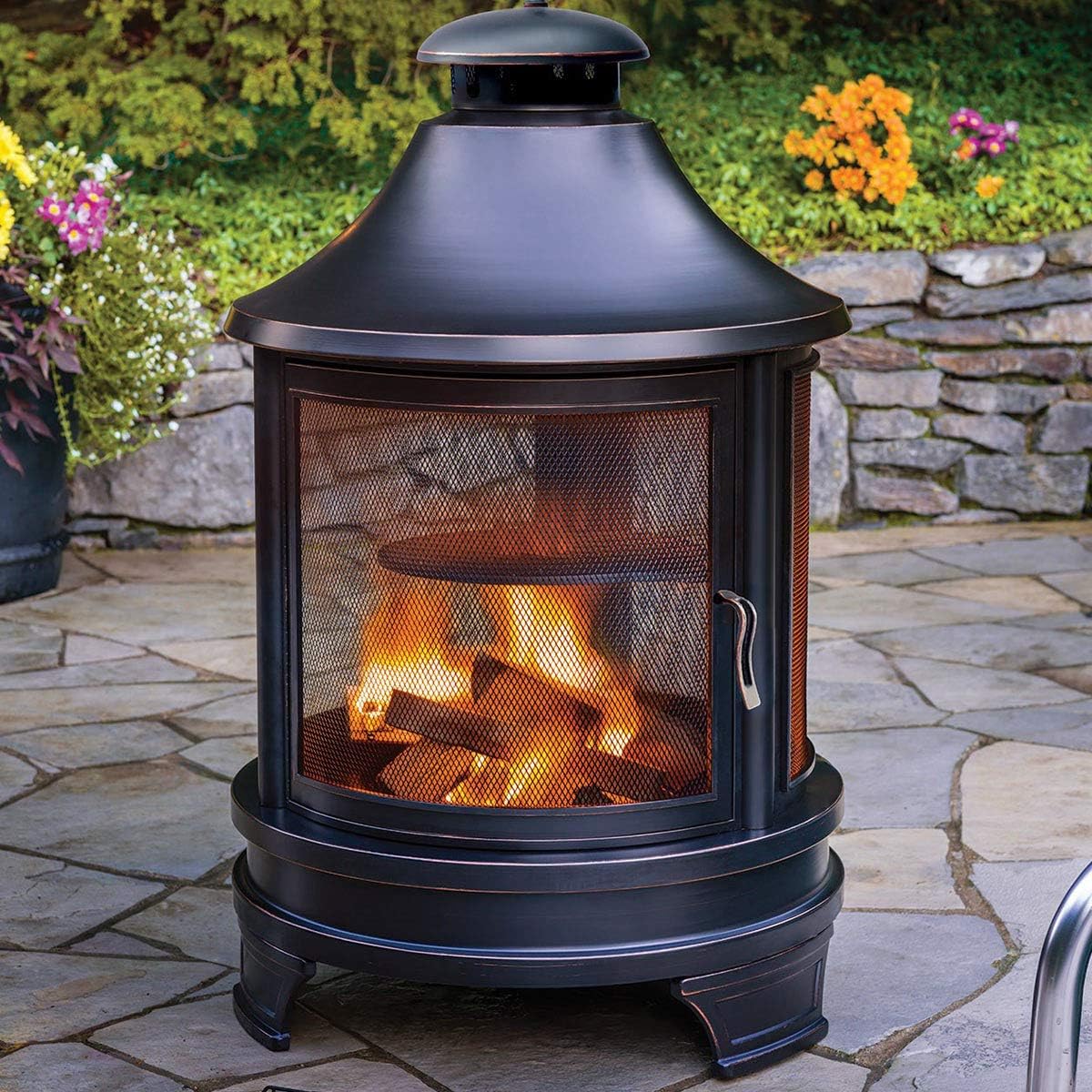 Rustic Outdoor Fireplace Chimnea with Cooking Grill Fire Pit Firepit ...