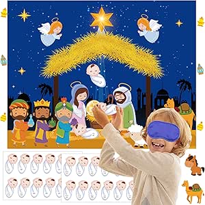 Amazon.com: Christmas Nativity Game for Kids Nativity Pin The Tails ...