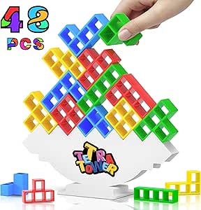 48pcs Tetra Tower Game, Swing Tetris Tower Stacking Block Toys, Puzzle ...