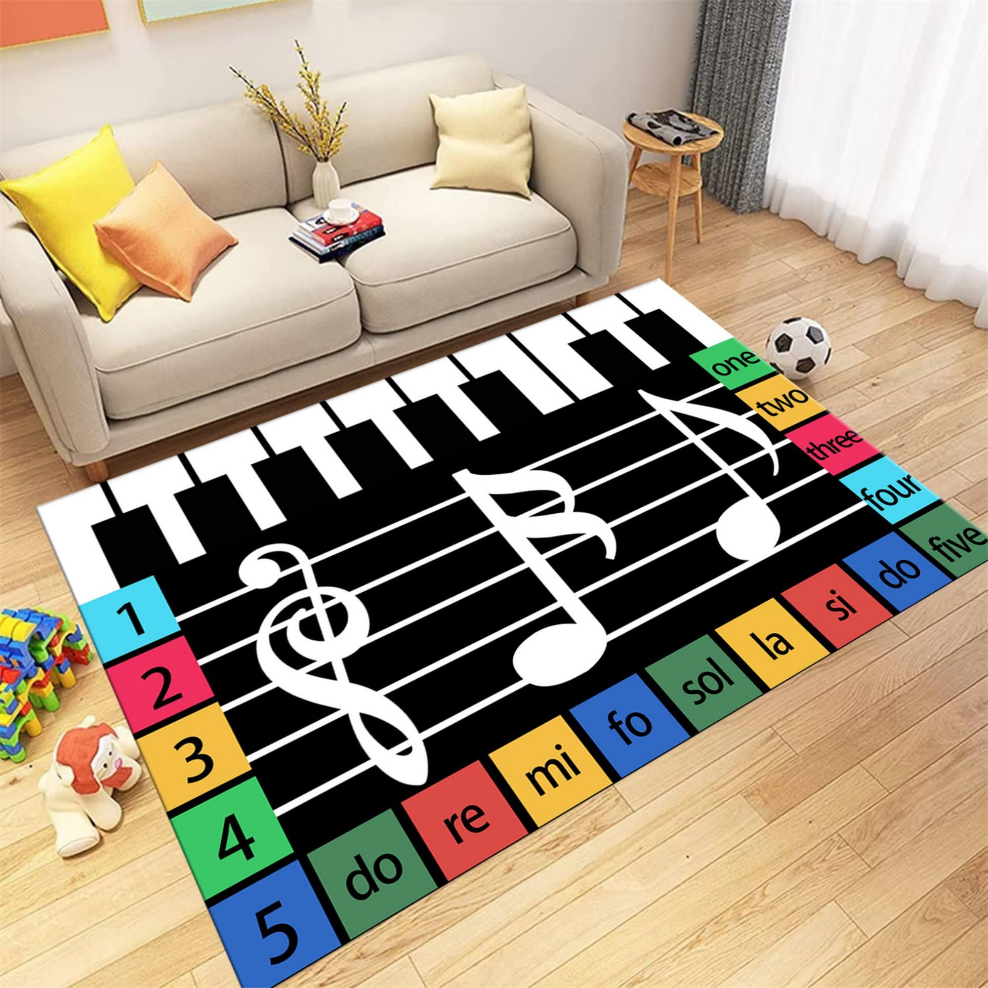 Amazon.com: Fouiunler Children'S Music Area Rug, 4x5ft, Colored Number ...