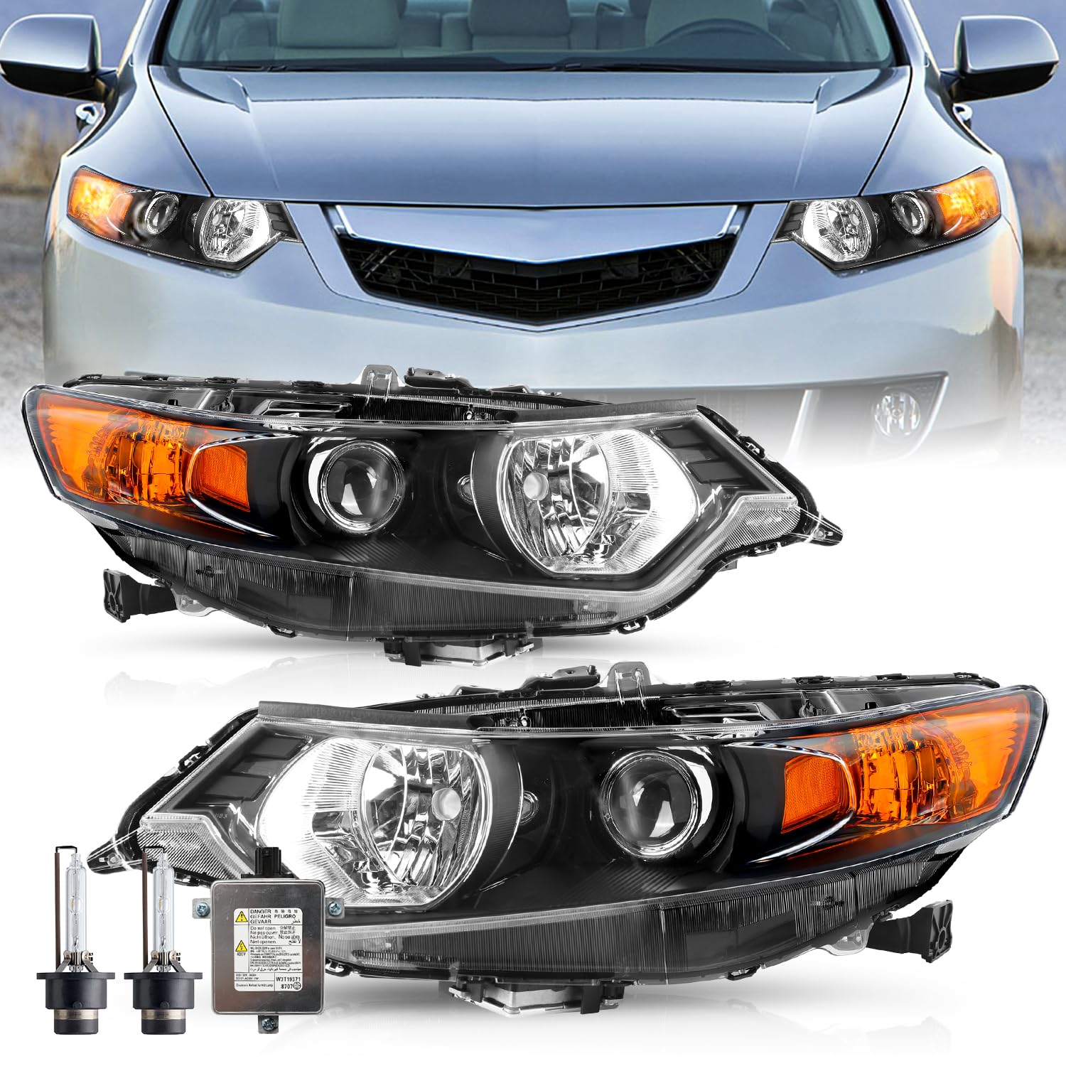 Amazon.com: TUSDAR OE Style Headlight Assembly Set Fit 2009-2014 Acura ...