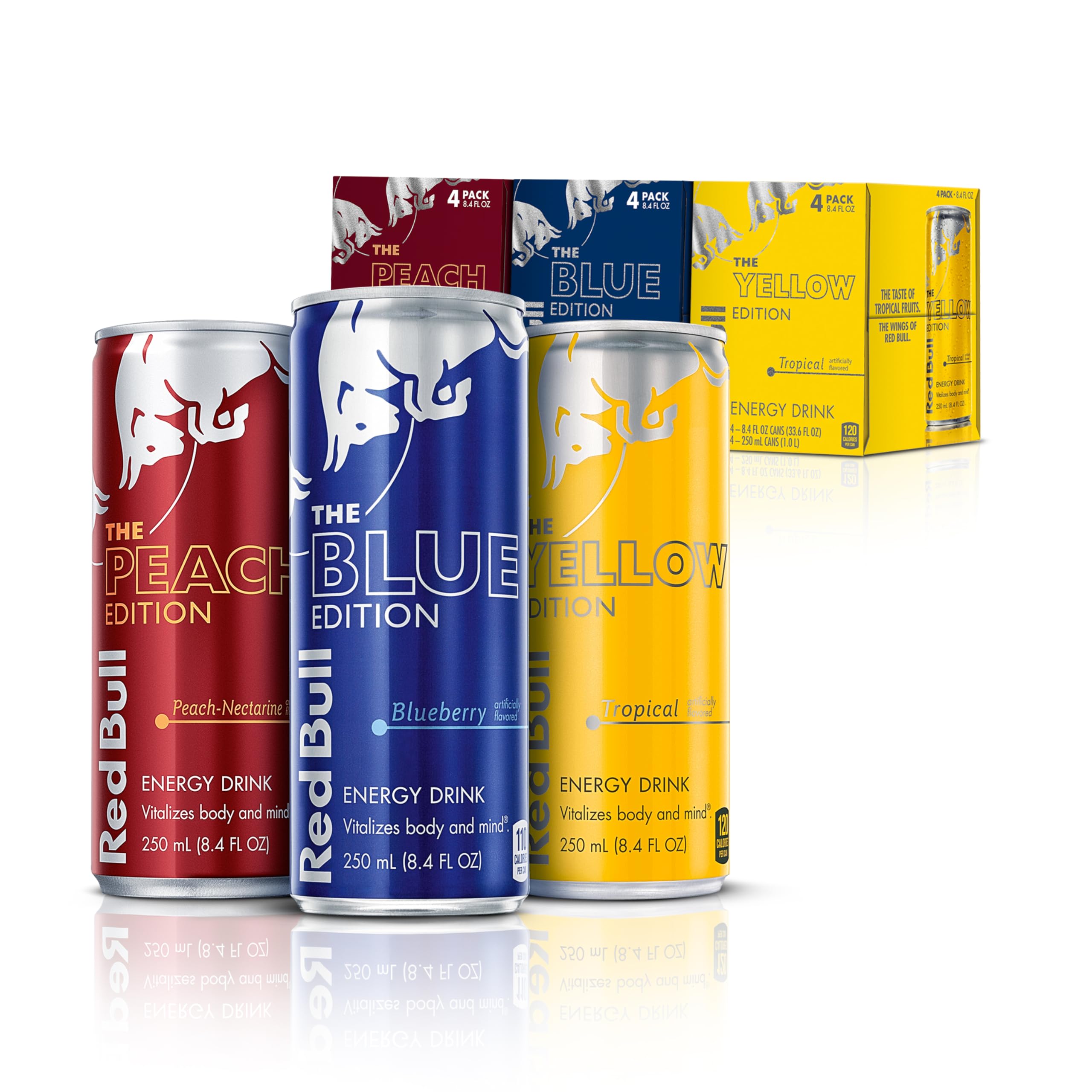 Buy Bundle of Red Bull Peach Energy Drink, 8.4 Fl Oz Cans, 4 Pack + Red ...