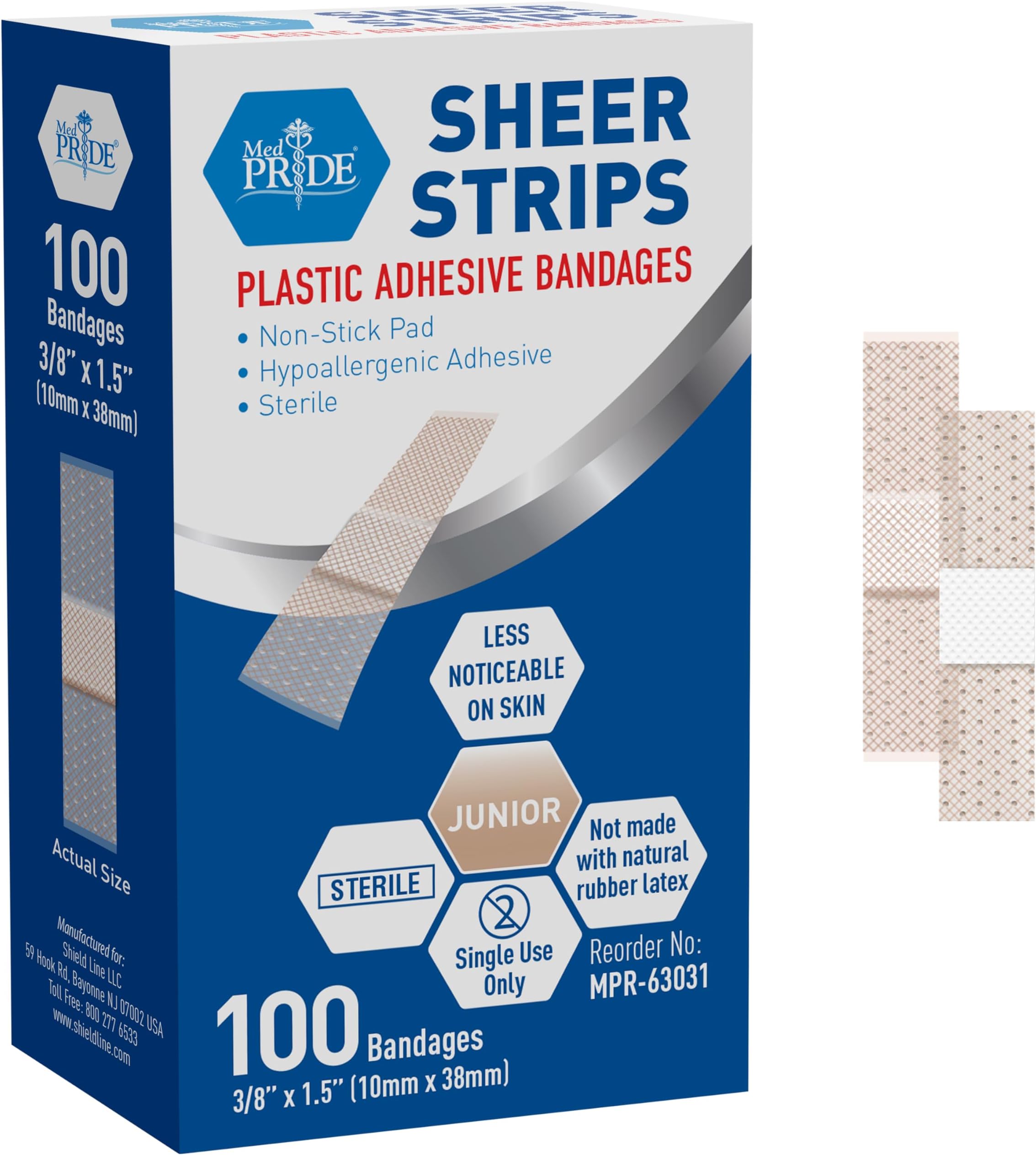 Amazon.com: MED PRIDE Junior Strip Bandages Small Bandages for Fingers ...