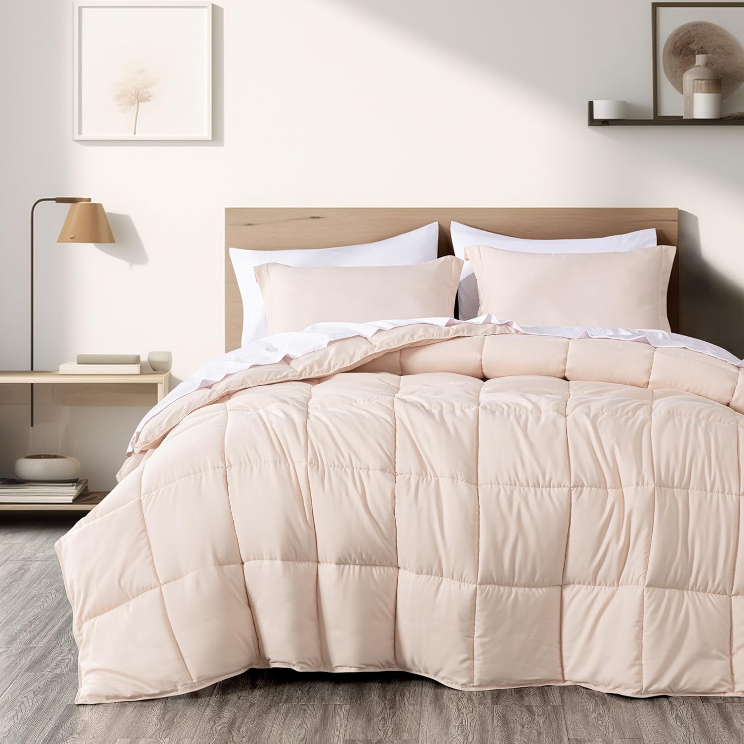 Amazon.com: Chezmoi Collection 3-Piece Blush Comforter Set King Size ...