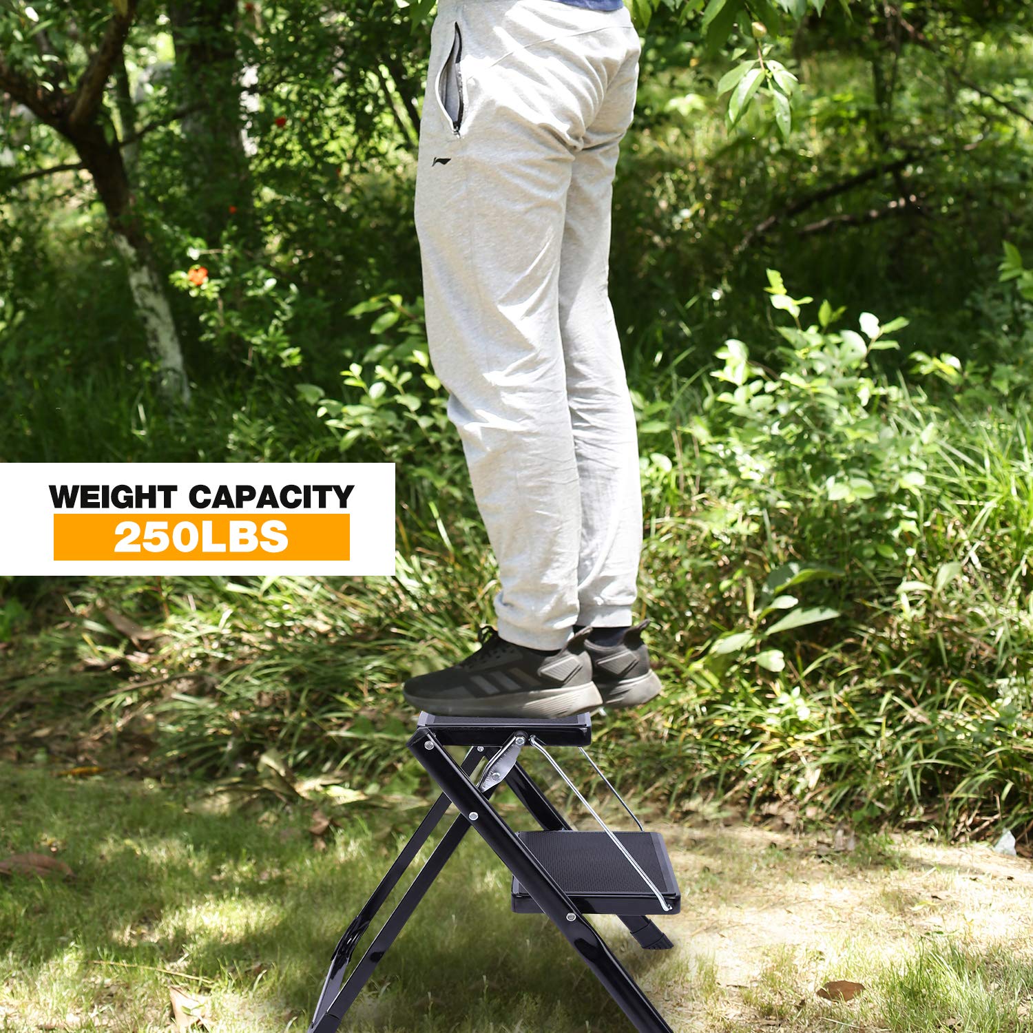 CAMPMAX 2 Step Ladder Folding Step Stool for Adults, Lightweight Sturdy ...