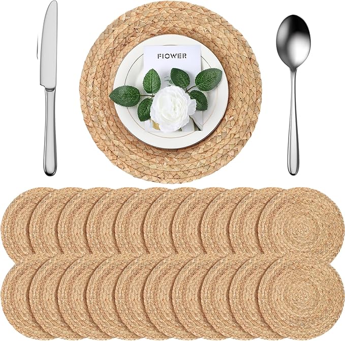 Amazon.com: FoldTier 20 Pcs Round Placemats Bulk Plate Chargers Set 11. ...