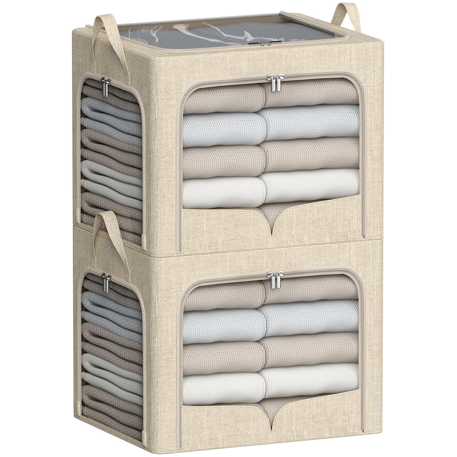 Amazon.com: 2 Pack Clothes Storage Bins Foldable Storage Box with Metal ...