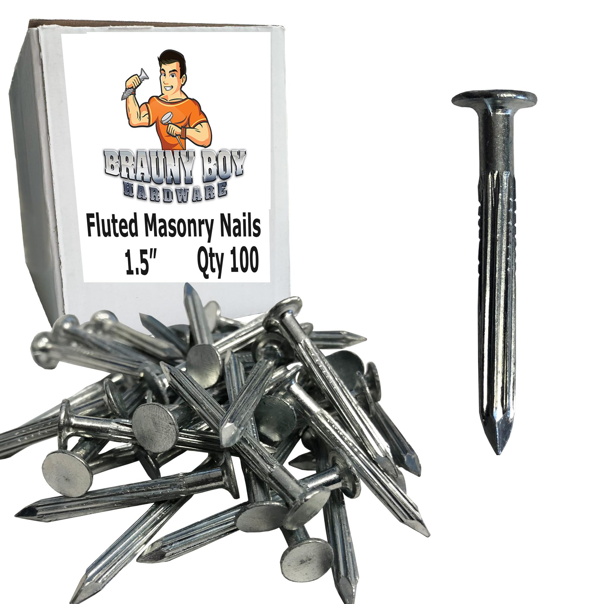 Galvanized Steel Nails Sandbaggy 1" Metal Cap Fluted Masonry Nails ...