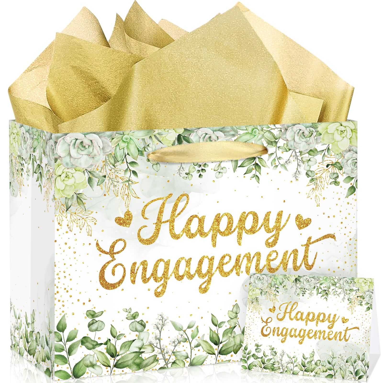 Amazon.com: Engagement Party Gift Bags Sage Green Happy Engagement Gift ...