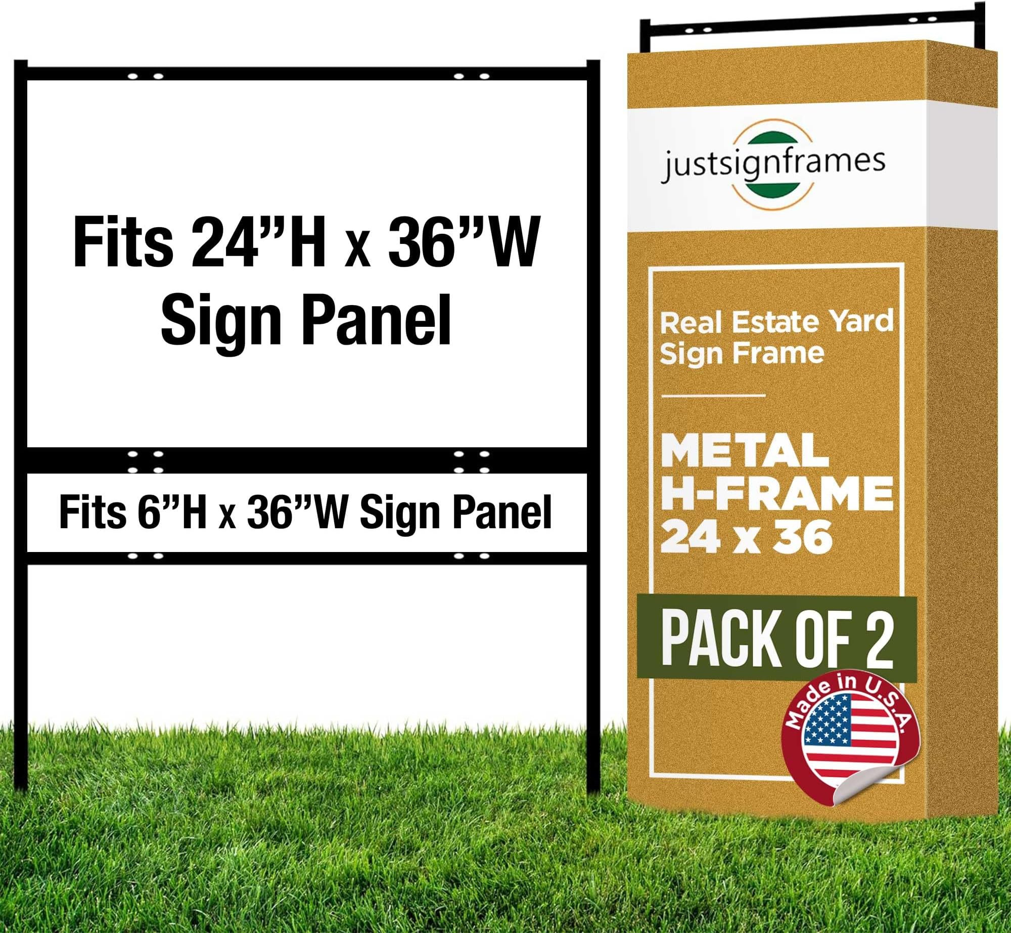 Amazon.com: Real Estate Yard Sign Metal H-Frame (Pack of 2), Easy Slide ...