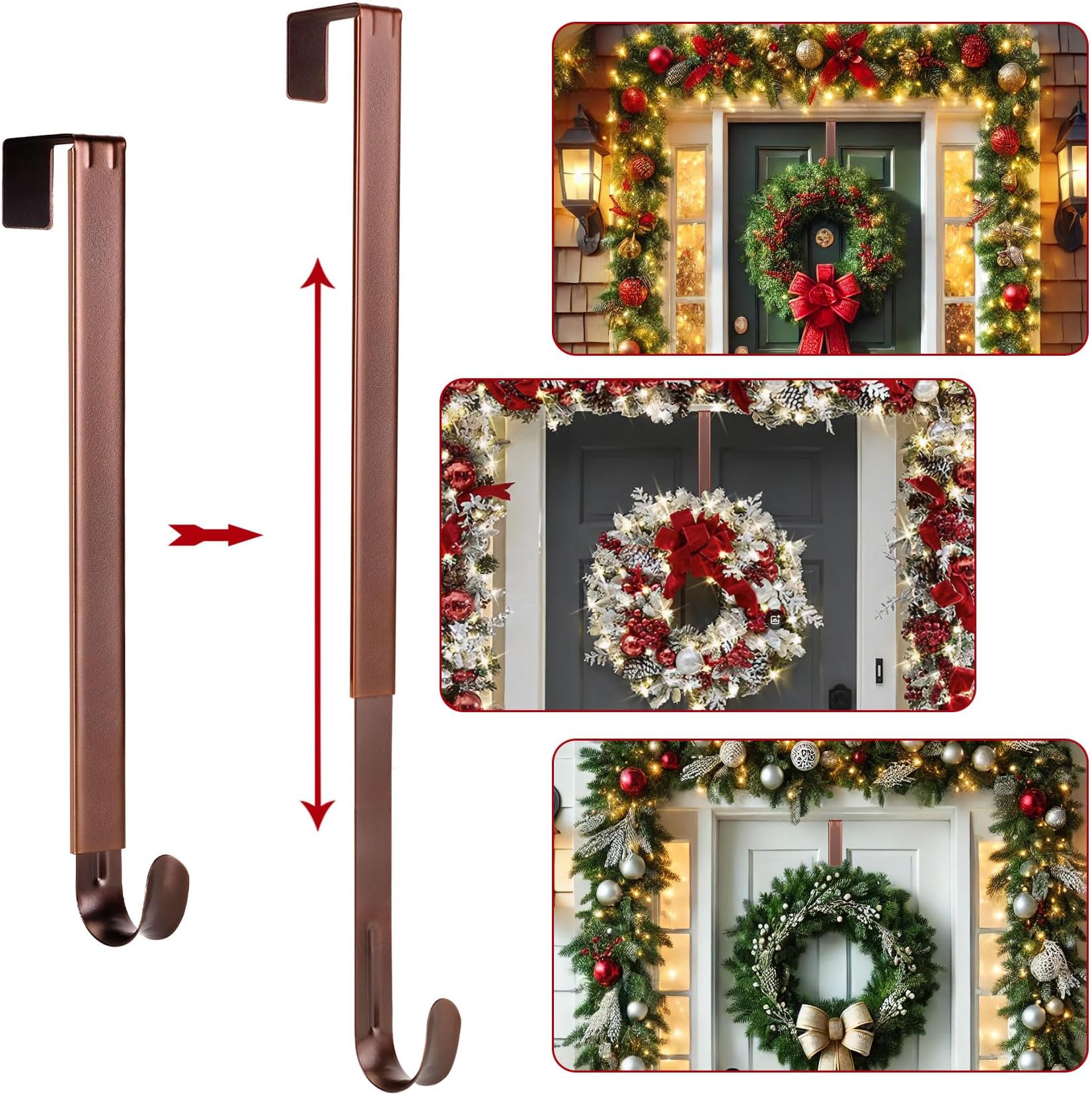Amazon.com: Wreath Hanger for Front Door, Adjustable Wreath Hanger from ...