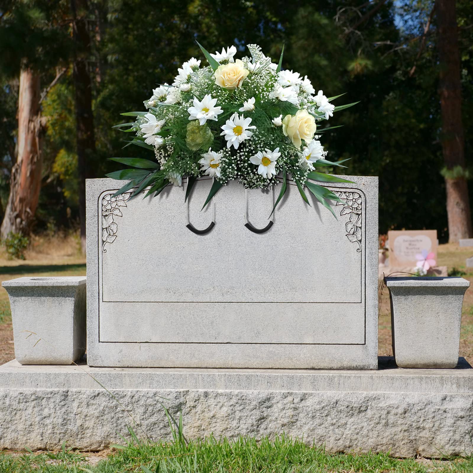 Snapklik.com : 4 Pcs Headstone Flower Saddle 12 Inch Cemetery Saddle ...