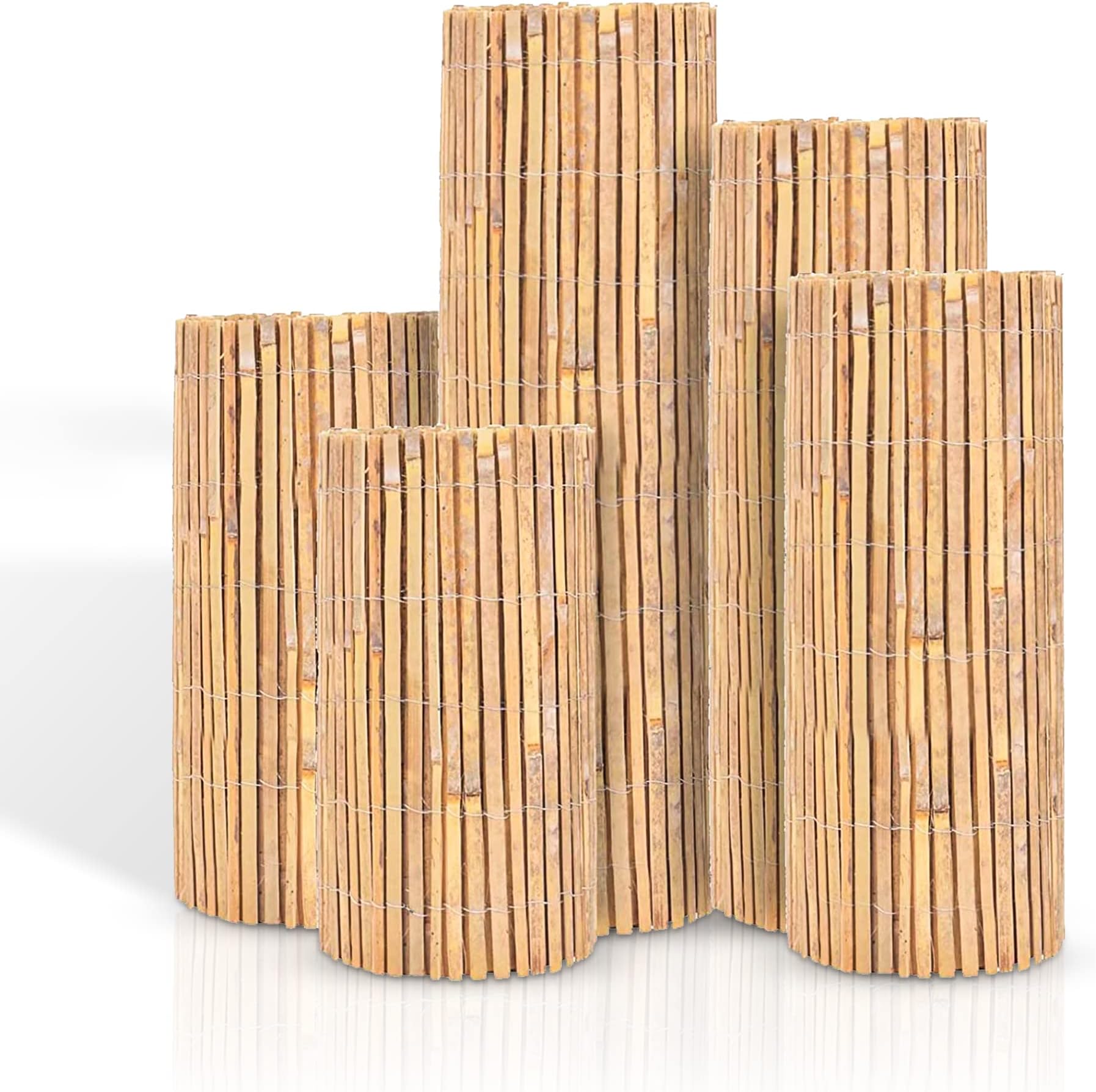 Abaseen Natural Bamboo Screen, Bamboo Slat Fence Screening Roll for ...