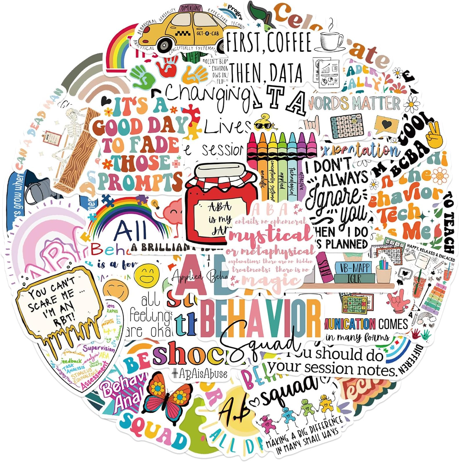 Amazon.com: 50Pcs Cartoon ABA Stickers for Notebook, Applied Behaviour ...