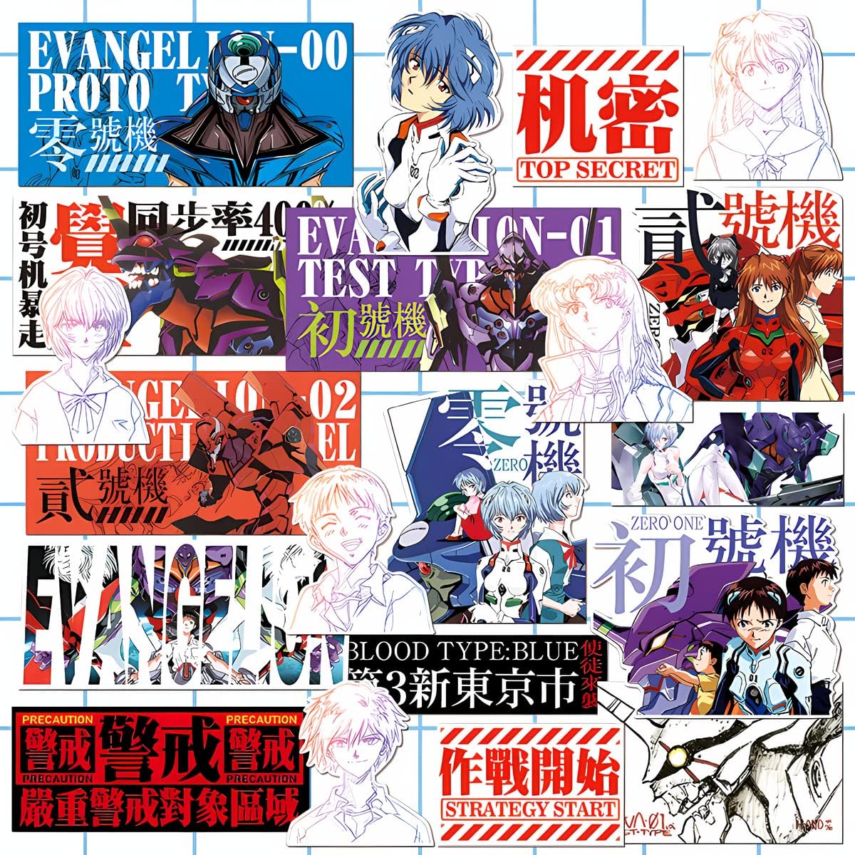 Amazon.com: Anime Waterproof Stickers Evangelion EVA Ayanami Asuka ...