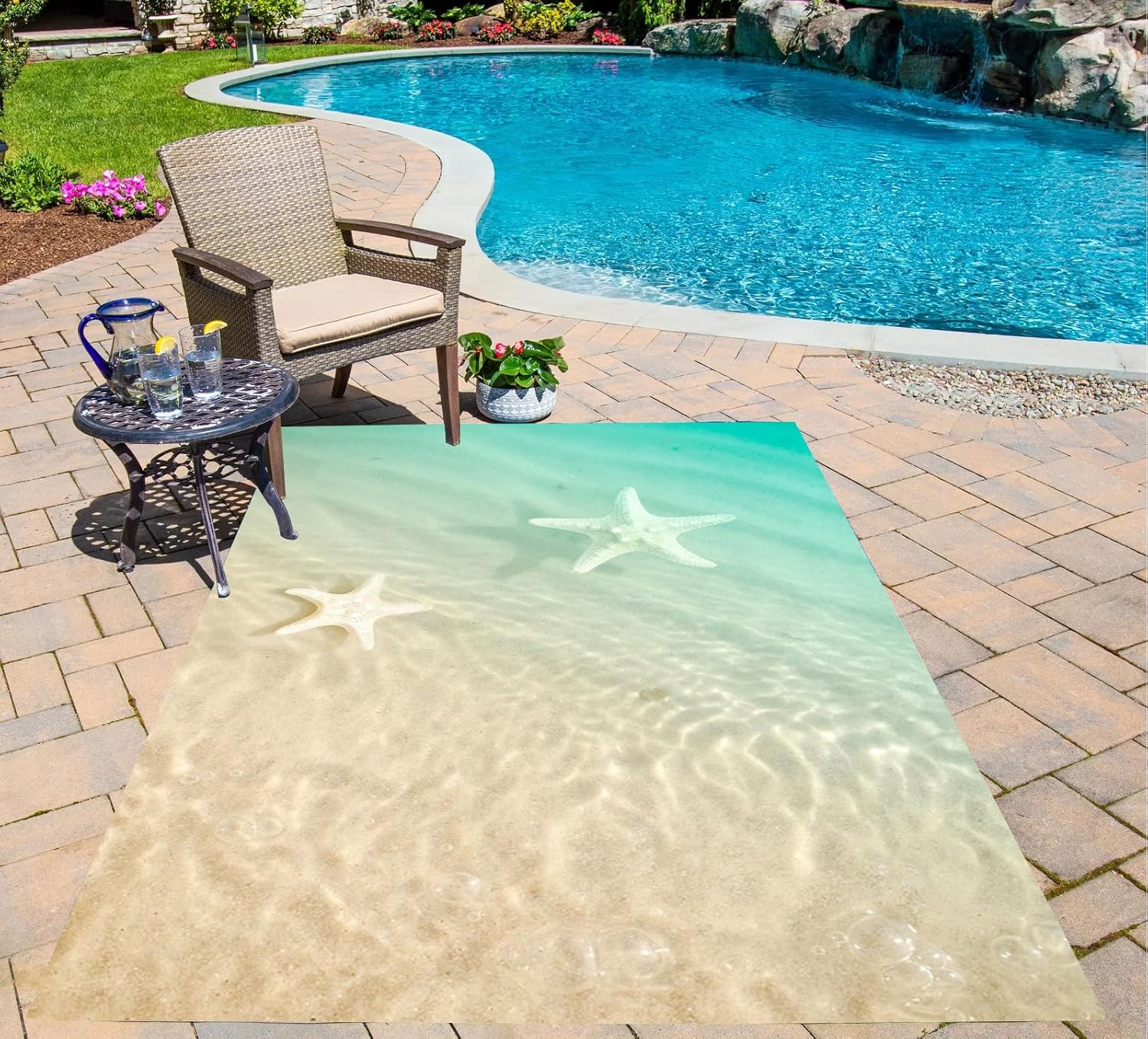 Amazon.com: Tropical Ocean Starfish Coastal Indoor Outdoor Rug Bright ...