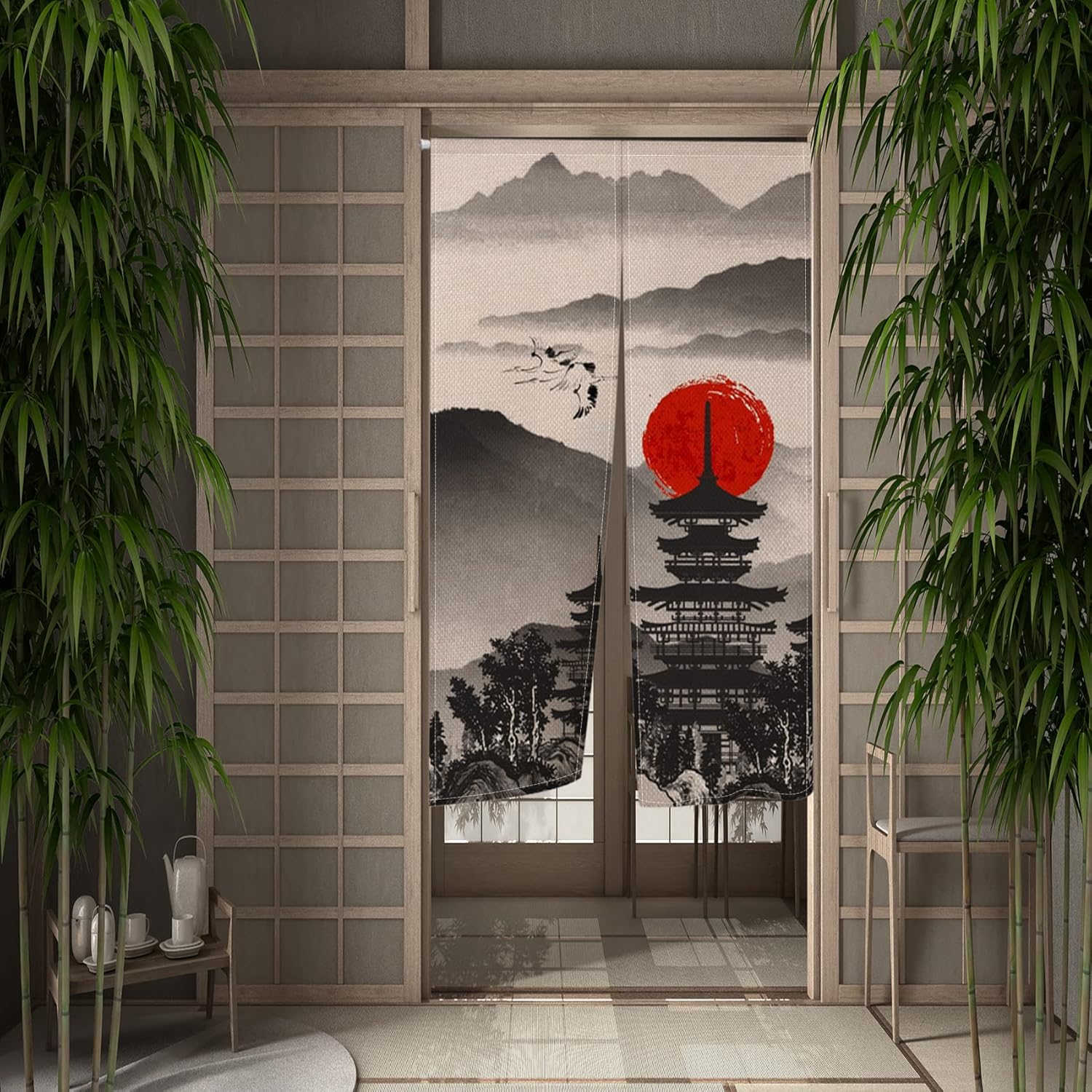 Amazon.com: Leowefowa Traditional Japanese Noren Doorway Curtains ...