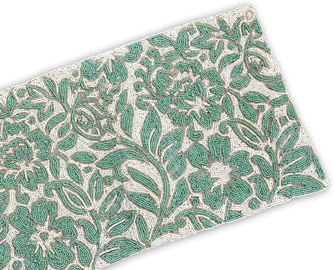 Amazon.com: Hm Creation Handmade Beads Table Runner, White And Green ...