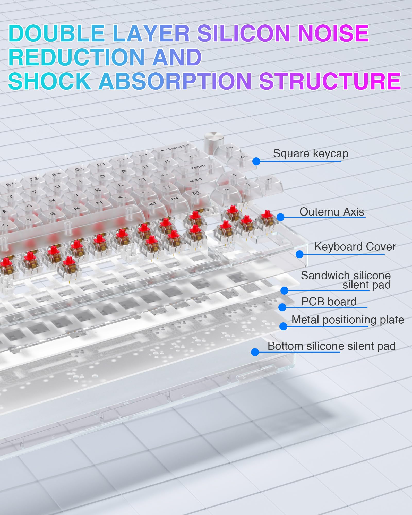 Snapklik.com : SOLAKAKA SK966 White 65% Wired Mechanical Keyboard