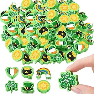 Amazon.com: St. Patrick's Day Mini Erasers for Kids Shamrock Erasers ...