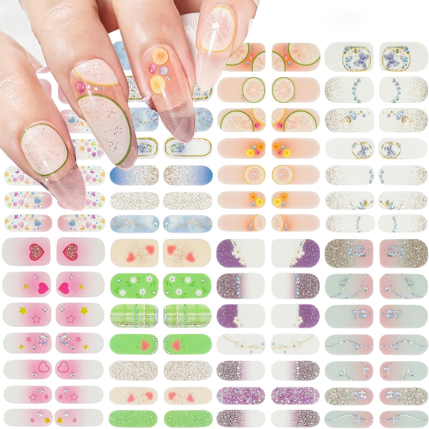 Amazon.com: 8Sheets Gradient Full Wraps Nail Polish Stickers Shiny Star ...