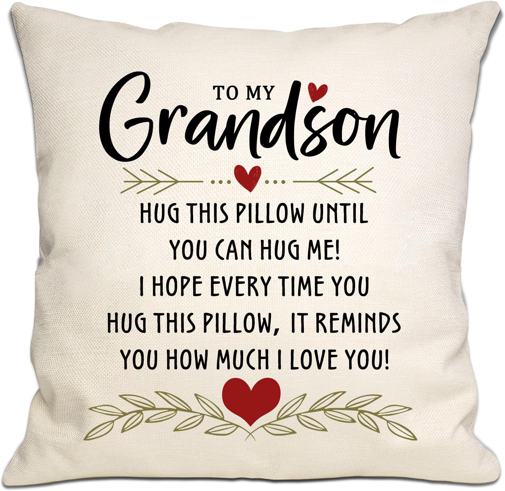 Amazon.com: Bommex Grandson Gifts from Grandma Grandpa Throw Pillow ...