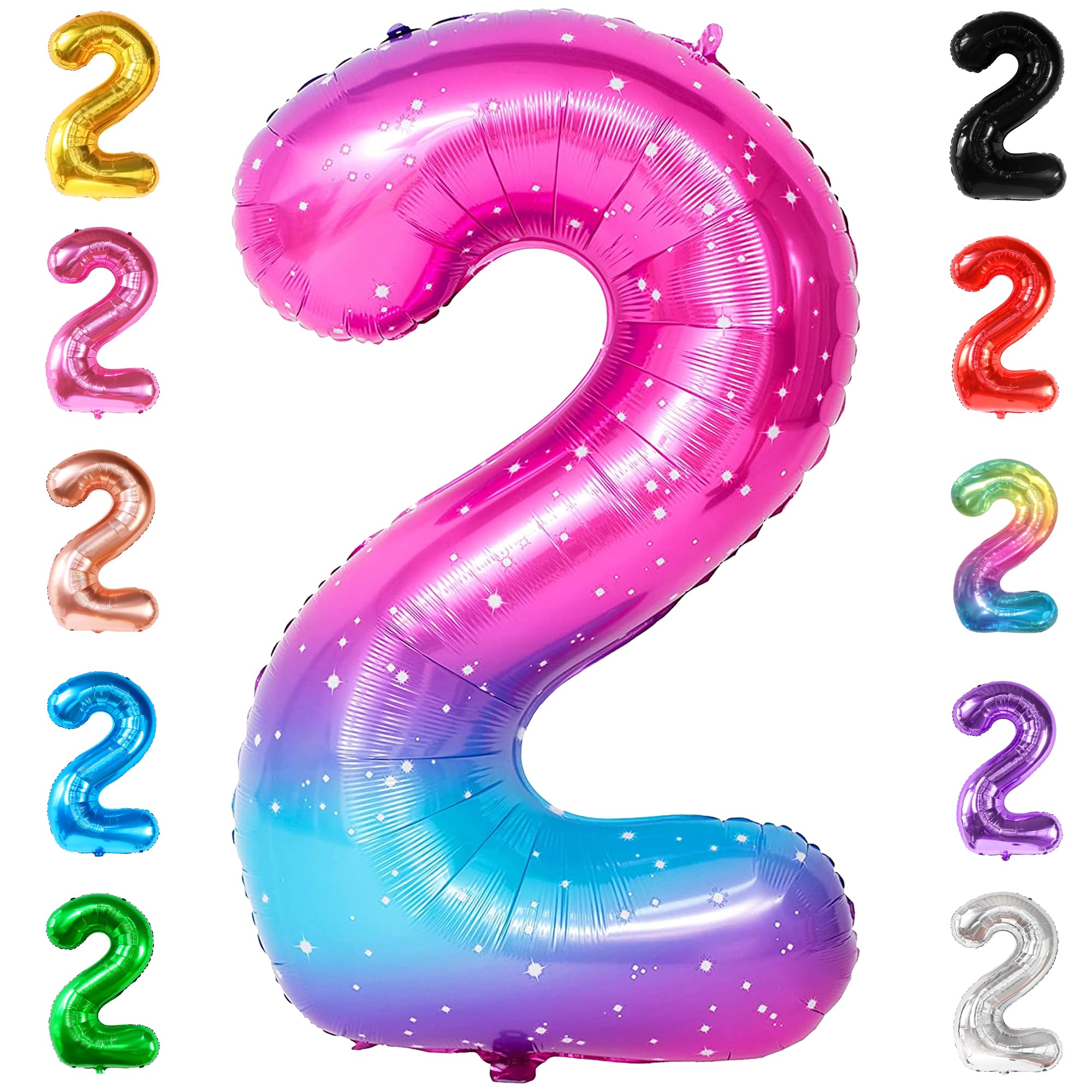 Amazon.com: KatchOn, Giant Rainbow 2 Balloon Number - 40 Inch | Pink ...