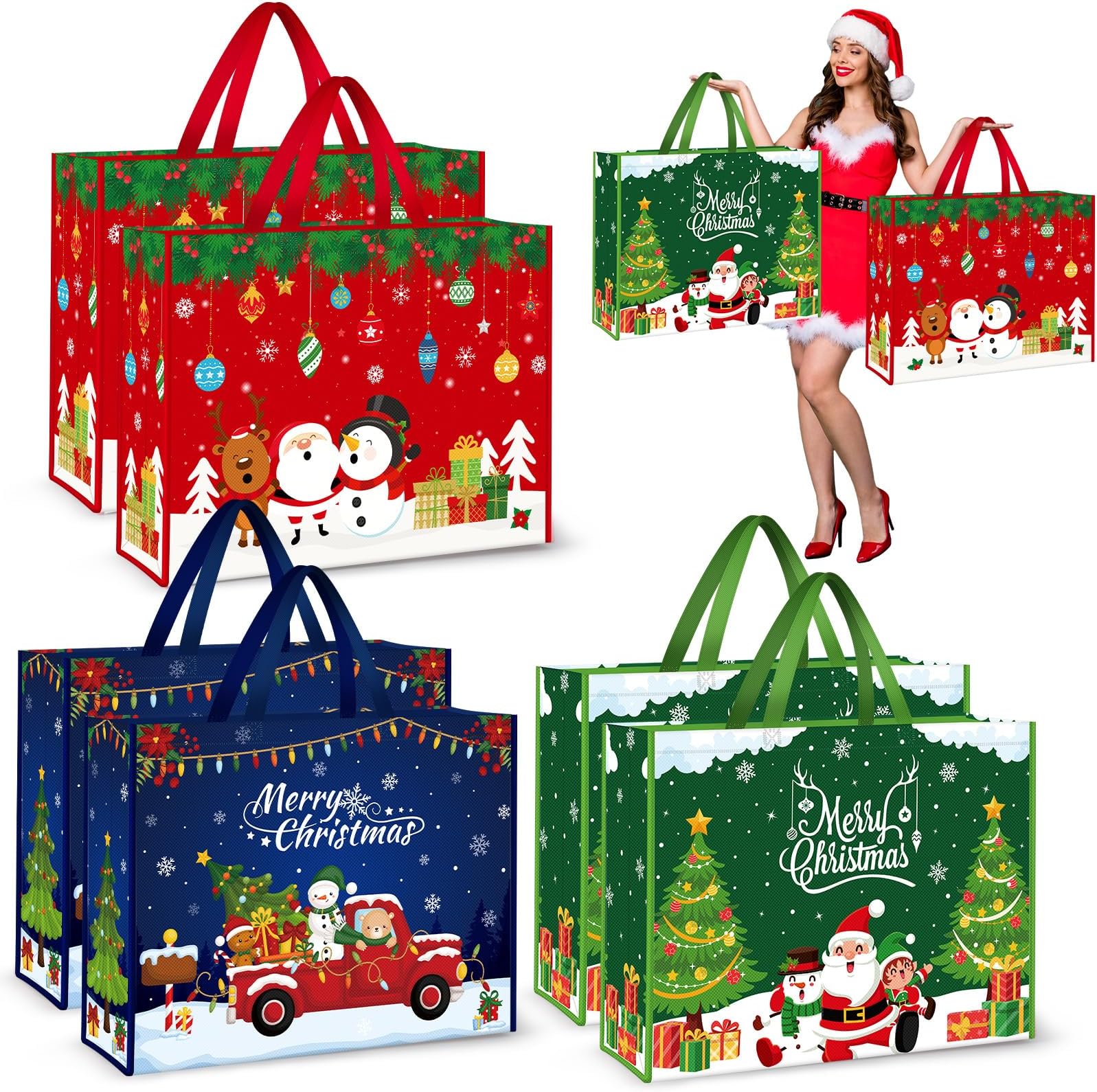 Amazon.com: Aliceset 6 Pcs Extra Large Christmas Gift Bags 22 x 17 Inch ...