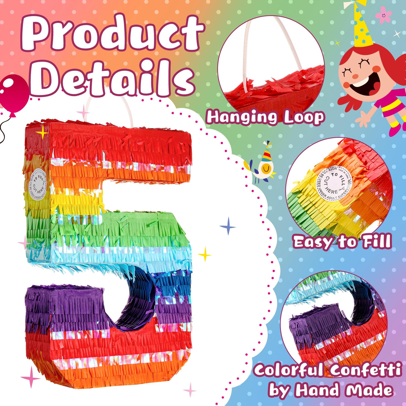 Snapklik.com : Poen Rainbow Number Pinata Multicolor Mexican Pinata For ...