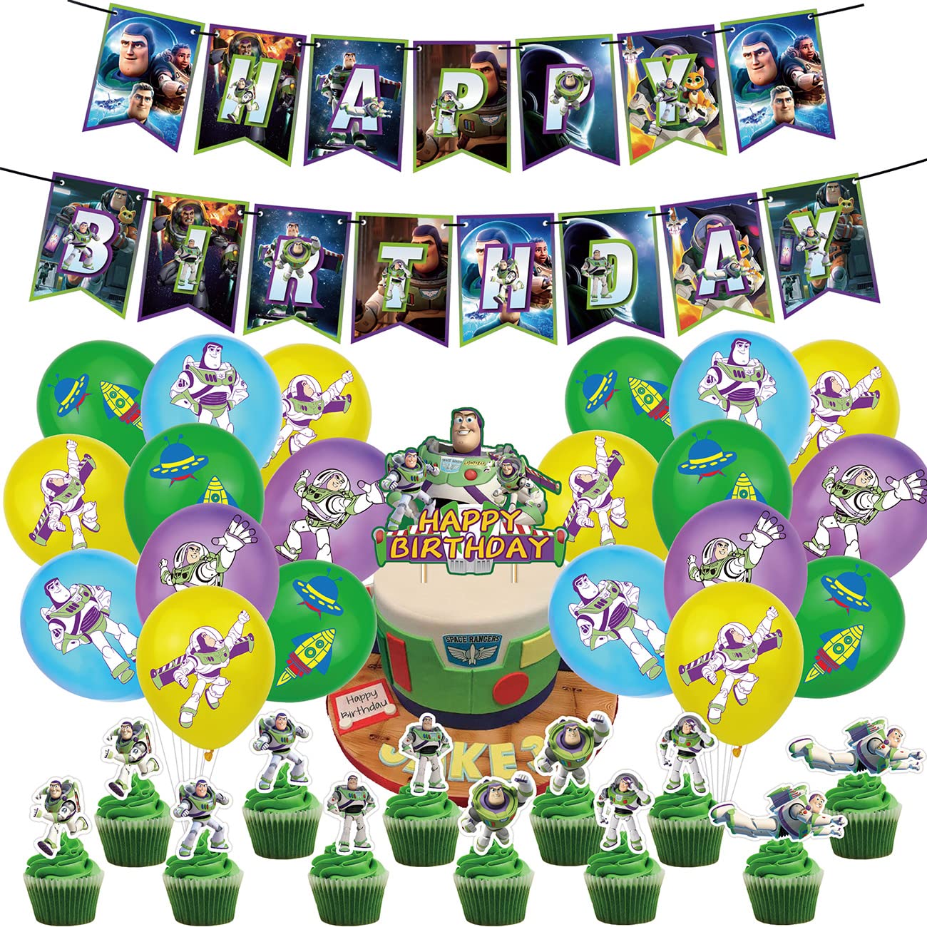 Lightyear Birthday Decorations Tomicy 34 Pcs Lightyearparty Supplies ...
