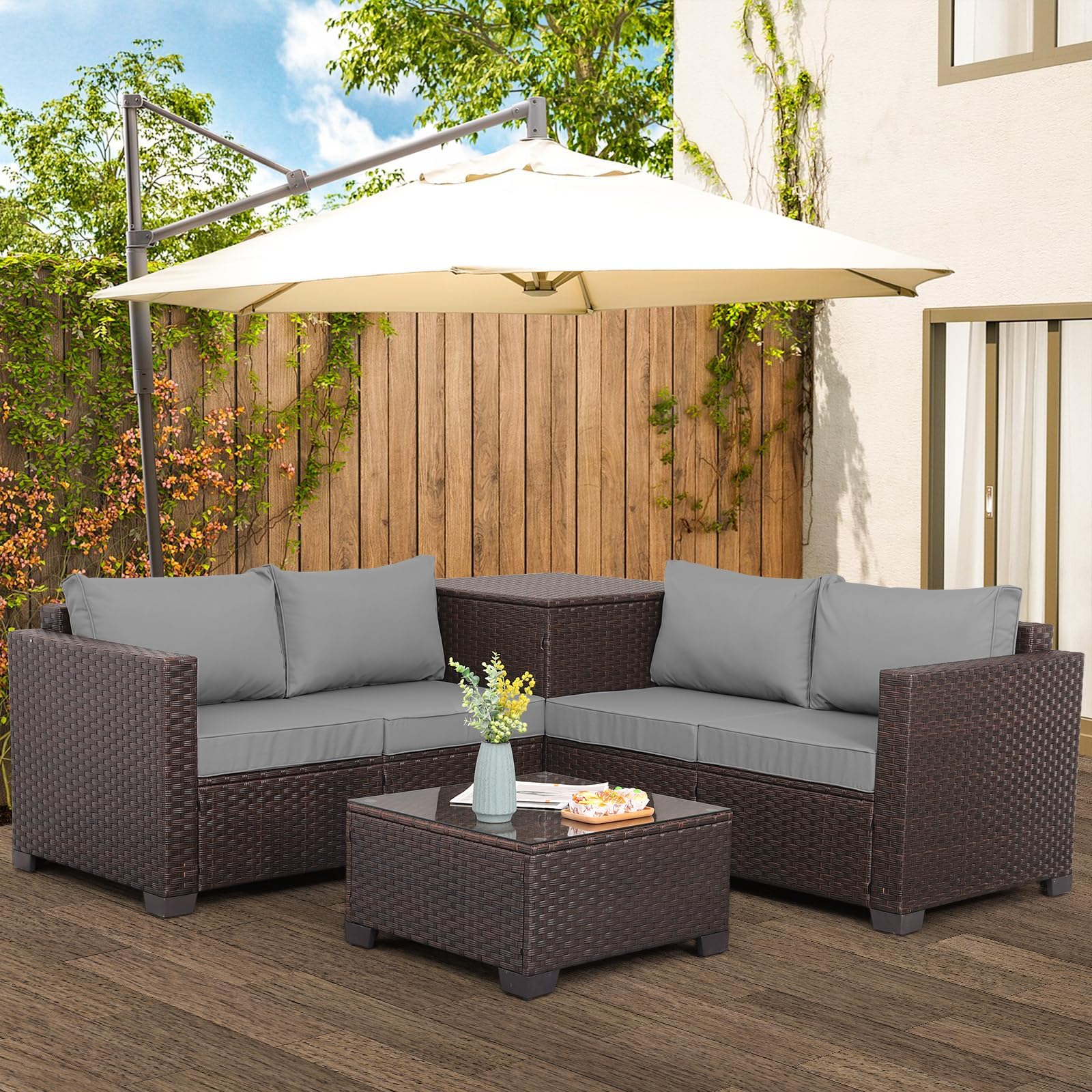 Amazon.com: 4 Piece Patio Furniture Set Outdoor Furniture Sets Outdoor ...