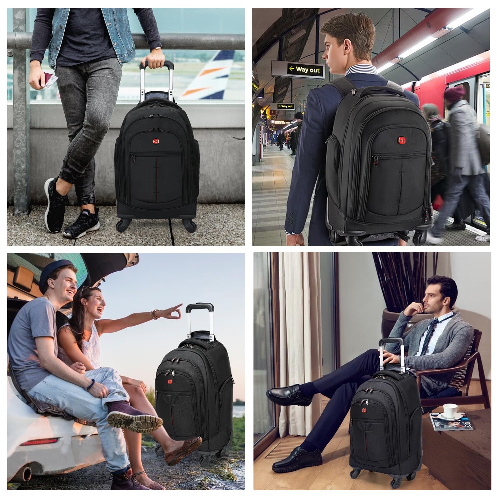 Flagship Version Driver4 Rolling Backpack - 17.3" Wheeled Travel Laptop ...