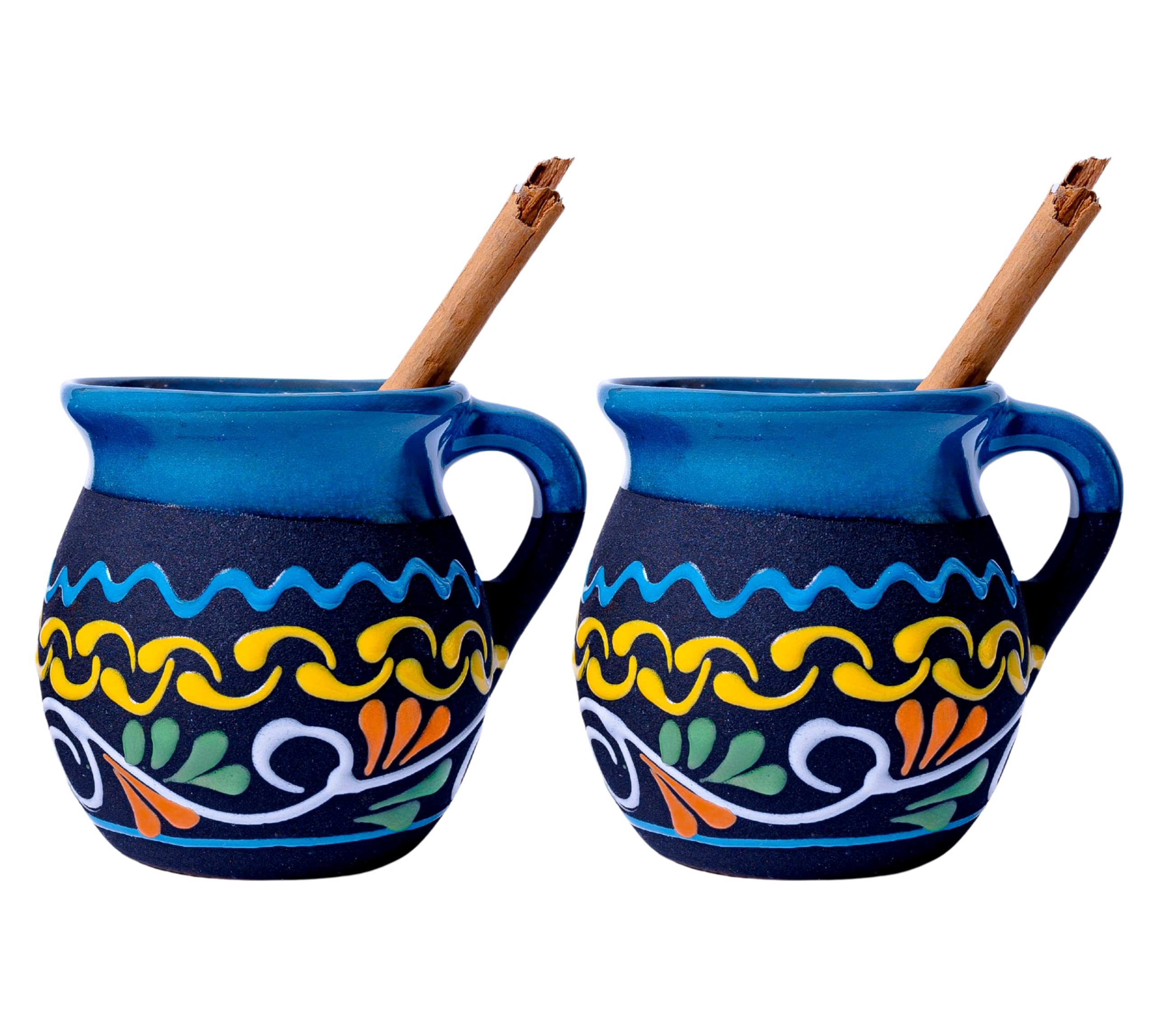 Amazon.com: ELTRICOLOR Mexican Coffee Mugs - Set of 2 Clay Cups ...