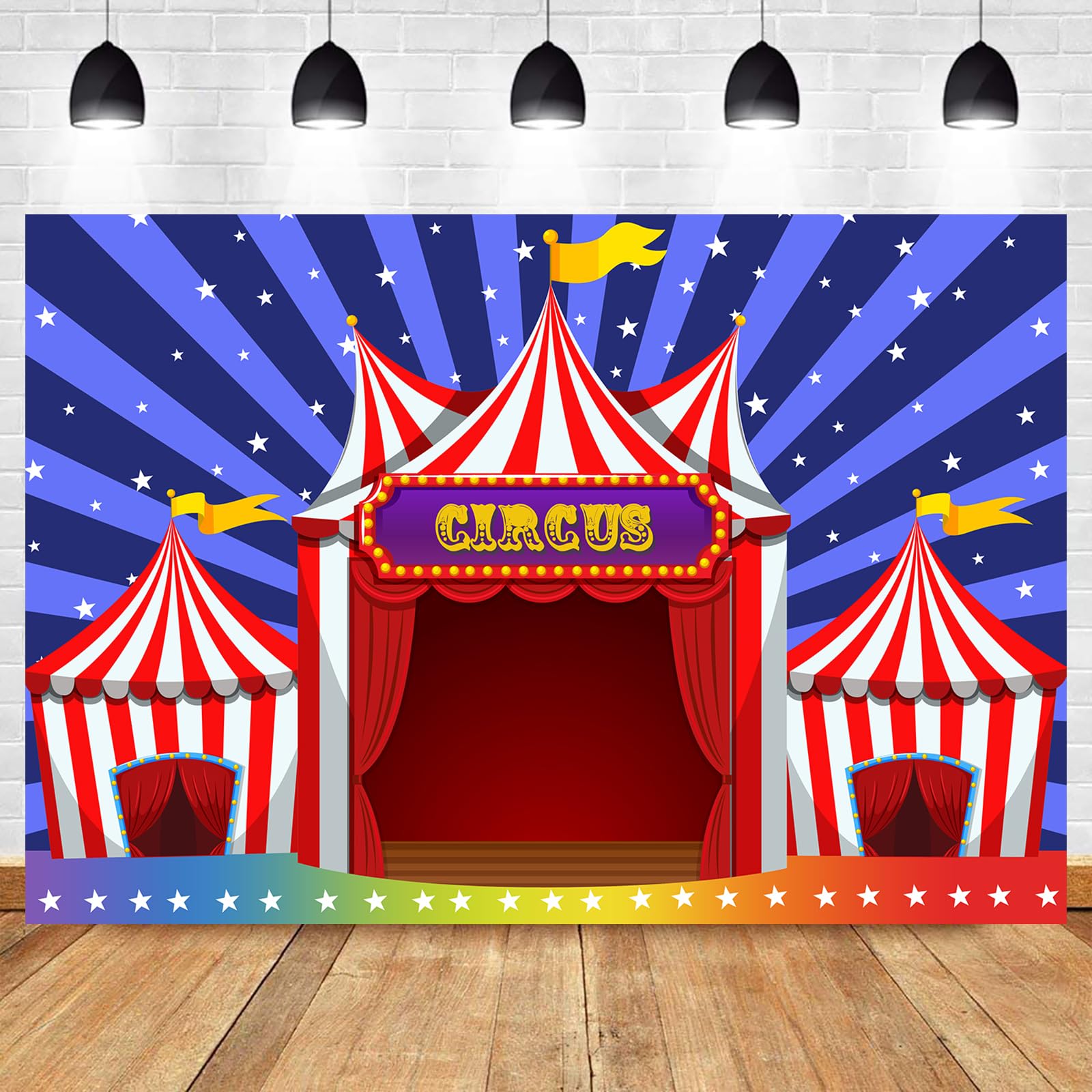 Withu Circus Backdrop Carnival Clown Red Blue Amusement Park Tents ...