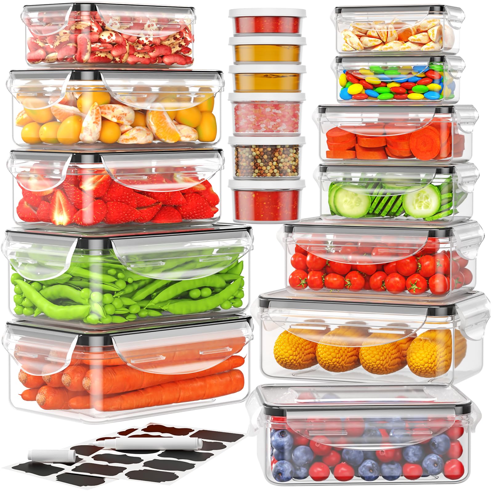 36 PCS Large Food Storage Containers with Lids Airtight(18 Containers ...