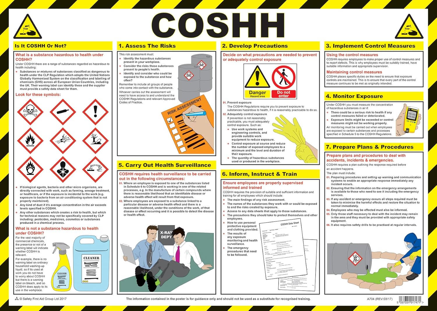 Amazon.com: Safety First Aid A704T Coshh Awareness Poster, 59 x 42 cm ...