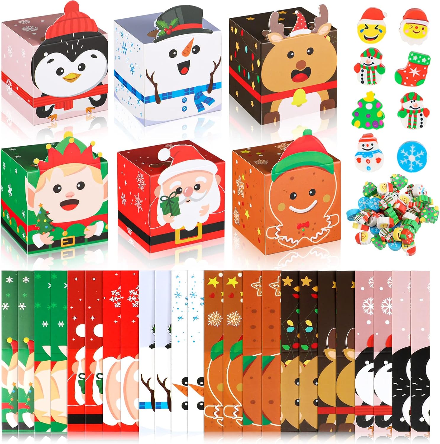 Amazon.com: 24 Pcs 3D Christmas Treat Boxes, 6 Styles Small Christmas ...